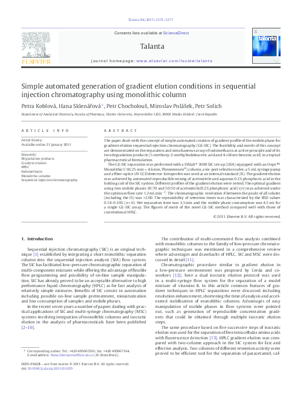 Pdf Simple Automated Generation Of Gradient Elution Conditions In