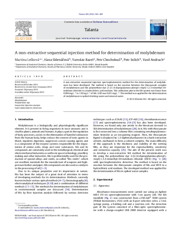 Pdf A Non Extractive Sequential Injection Method For Determination Of