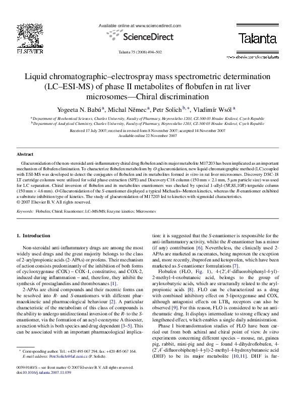 (PDF) Liquid chromatographic–electrospray mass spectrometric ...