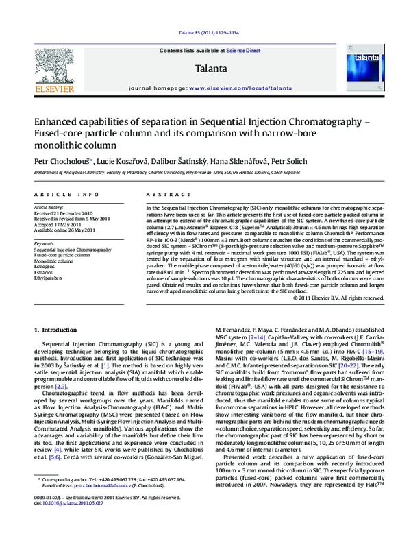 (PDF) Enhanced capabilities of separation in Sequential Injection ...