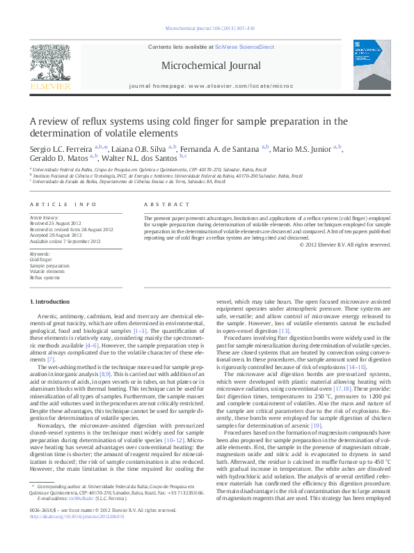 (PDF) A review of reflux systems using cold finger for sample ...