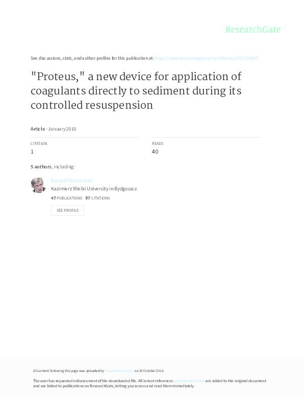 (PDF) Proteus," a new device for application of coagulants directly to ...