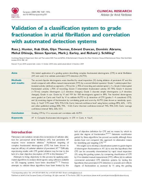 (PDF) Validation of a classification system to grade fractionation in atrial fibrillation and ...