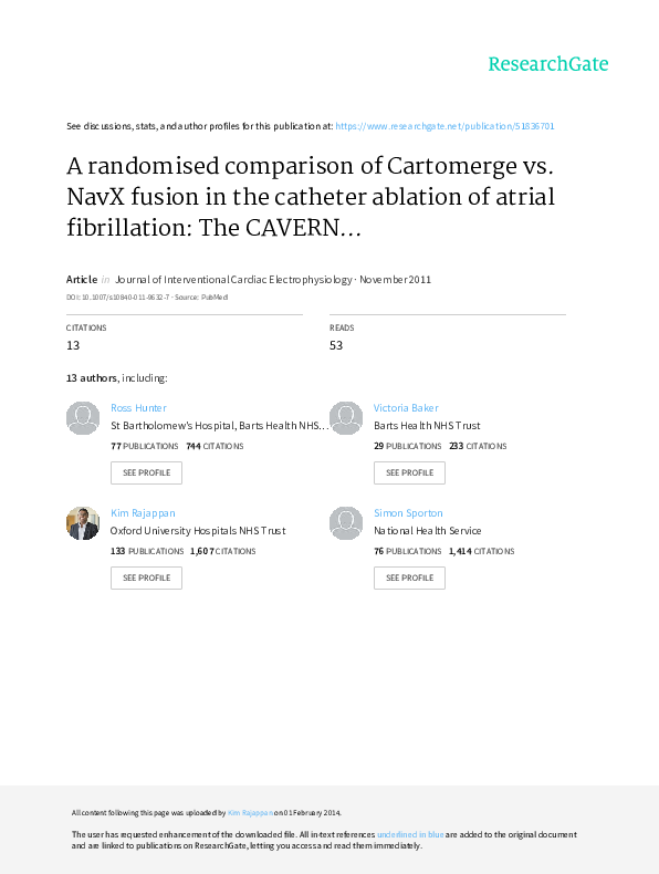 (PDF) A randomised comparison of Cartomerge vs. NavX fusion in the ...