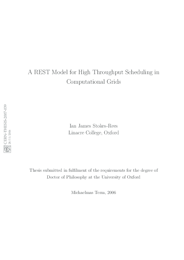 Pdf A Rest Model For High Throughput Scheduling In Computational Grids 3466