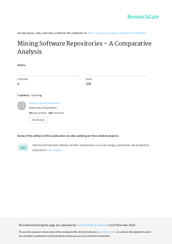 Pdf Mining Software Repositories A Comparative Analysis
