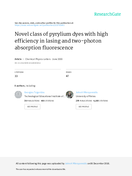 (PDF) Novel class of pyrylium dyes with high efficiency in lasing and ...