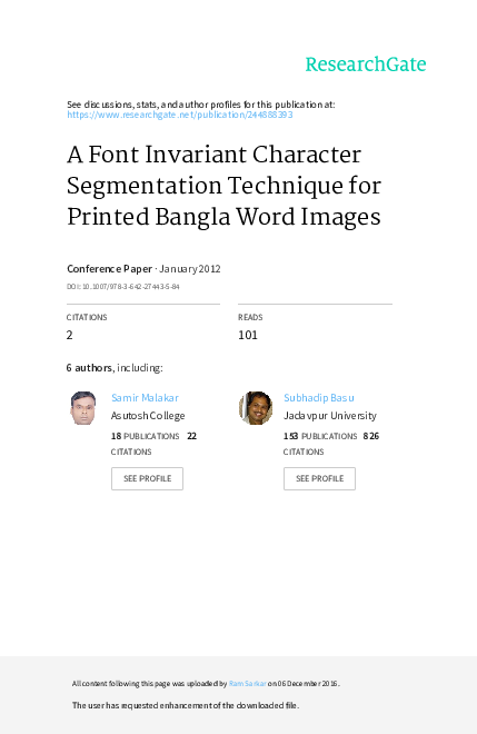 (PDF) A Font Invariant Character Segmentation Technique for Printed Bangla Word Images