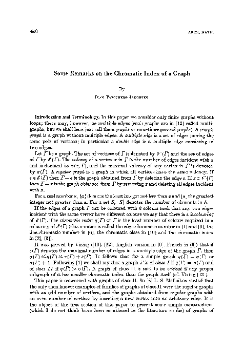 (PDF) Some remarks on the chromatic index of a graph