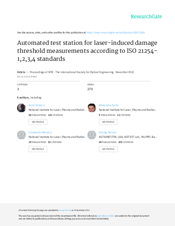 (PDF) Automated test station for laser-induced damage threshold ...