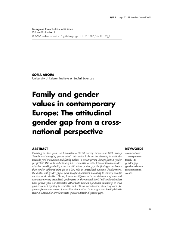 (PDF) Family and gender values in contemporary Europe: The attitudinal ...
