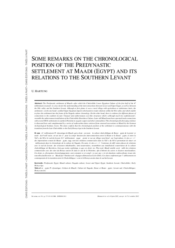 (PDF) SOME REMARKS ON THE CHRONOLOGICAL POSITION OF THE PREDYNASTIC ...