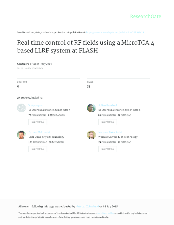 (PDF) Real time control of RF fields using a MicroTCA.4 based LLRF system at FLASH