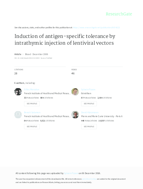(PDF) Induction of antigen-specific tolerance by intrathymic injection ...