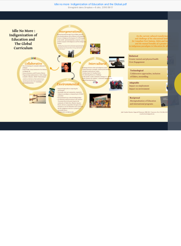 (PDF) Idle no more : Indigenization of Education and the Global Curriculum