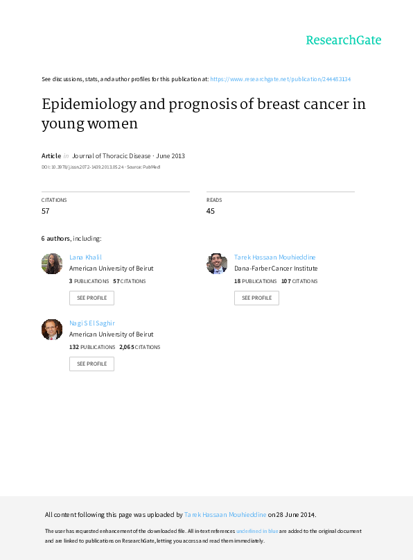 (PDF) Epidemiology and prognosis of breast cancer in young women