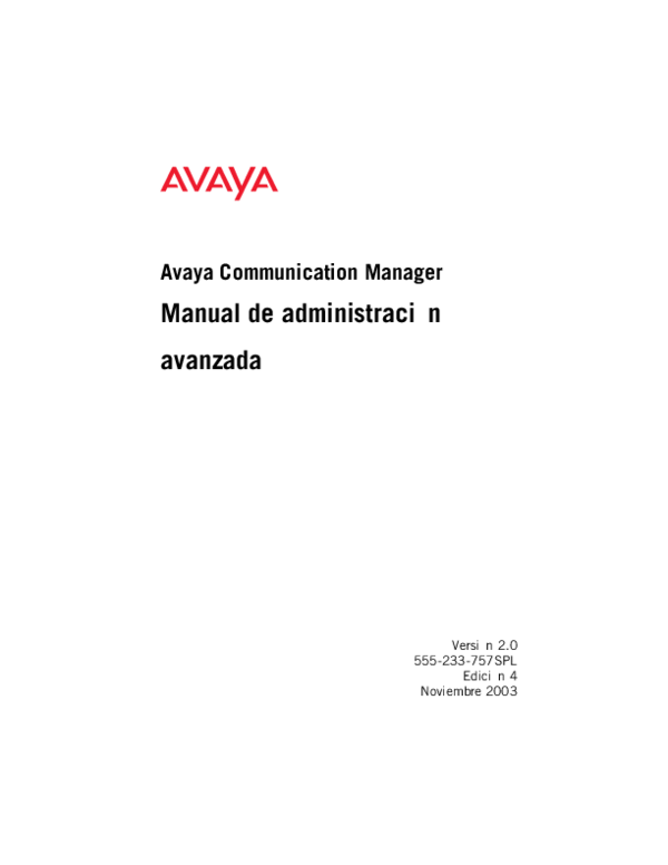(PDF) Avaya Communication Manager Manual de administración avanzada