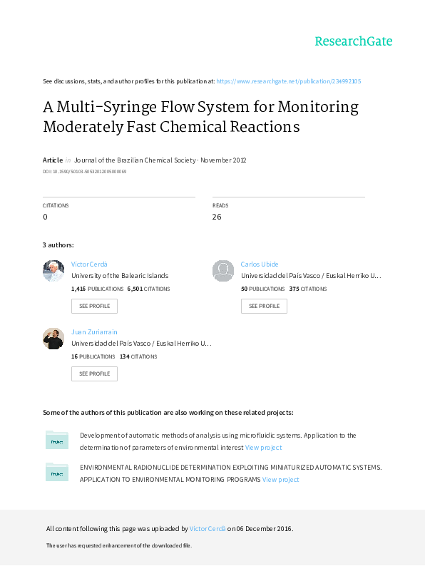 (PDF) A multi-syringe flow system for monitoring moderately fast chemical reactions