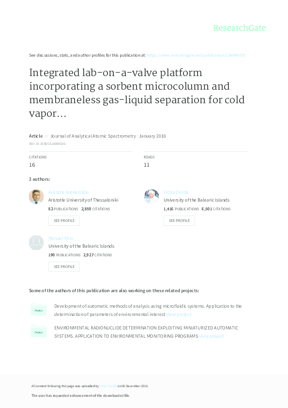 (PDF) Integrated lab-on-a-valve platform incorporating a sorbent ...