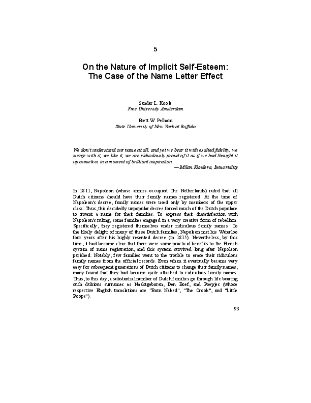 (PDF) On the nature of implicit self-esteem: The case of the name ...