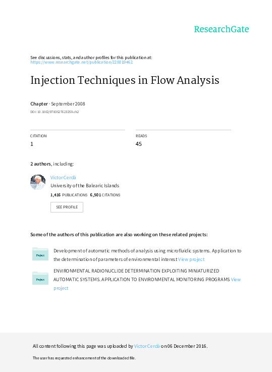 (PDF) Injection Techniques in Flow Analysis