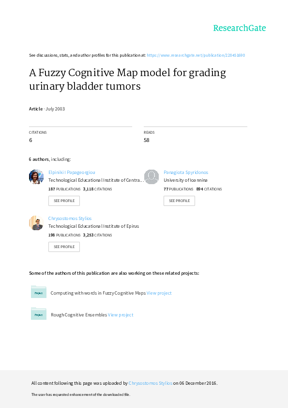 (PDF) A Fuzzy Cognitive Map model for grading urinary bladder tumors