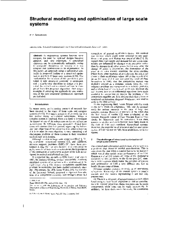 (PDF) Structural modelling and optimisation of large scale systems