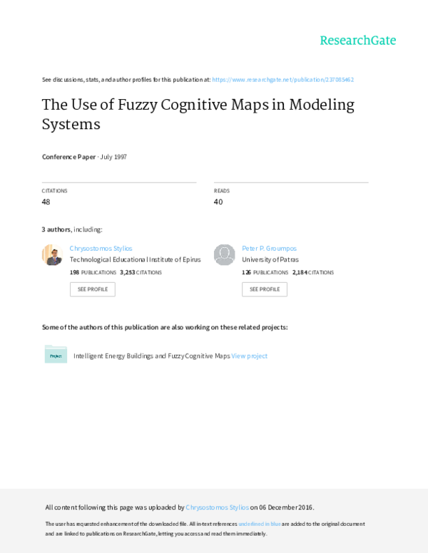 (PDF) The Use of Fuzzy Cognitive Maps in Modeling Systems
