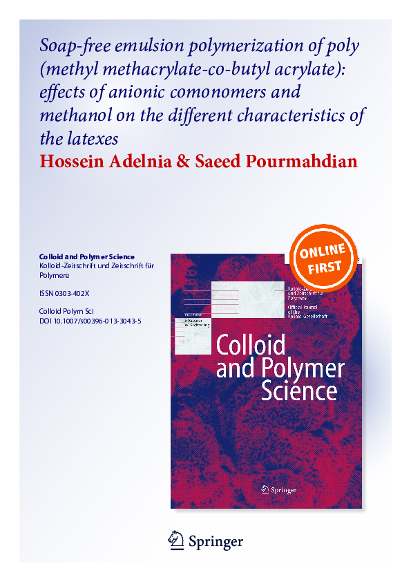 (PDF) Soap-free emulsion polymerization of poly (methyl methacrylate-co ...