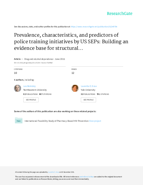 (PDF) Prevalence, characteristics, and predictors of police training ...