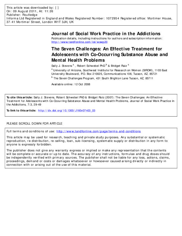 (PDF) The Seven Challenges: An effective treatment for adolescents with ...