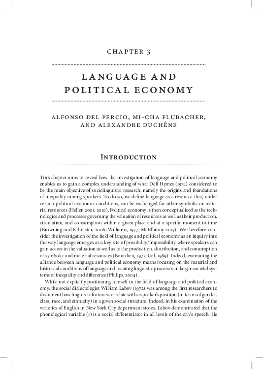 (PDF) Language and Political Economy
