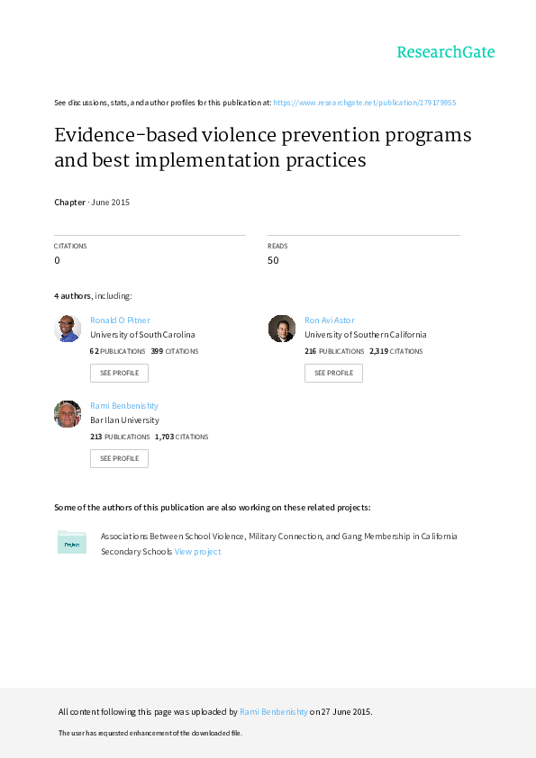 (PDF) Evidence-based violence prevention programs and best ...