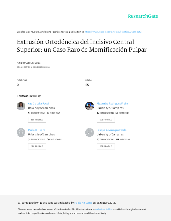 (PDF) Orthodontic Extrusion of the Upper Central Incisor: A Rare Case ...