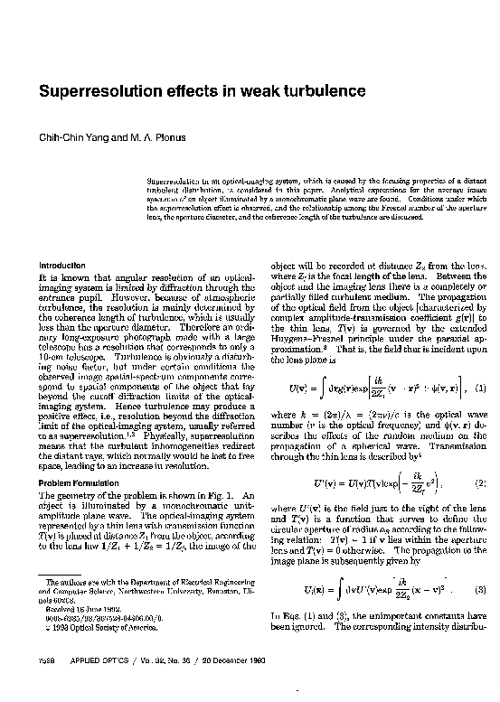 (PDF) Superresolution effects in weak turbulence