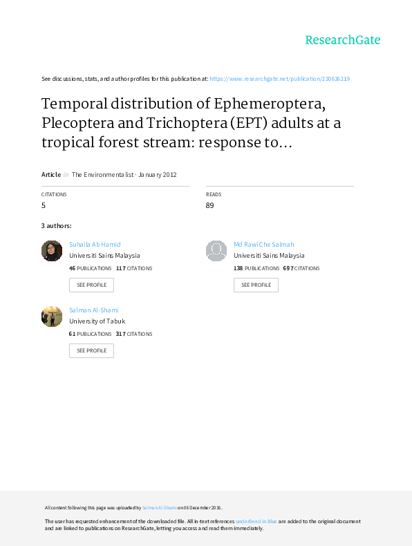 (PDF) Temporal distribution of Ephemeroptera, Plecoptera and ...