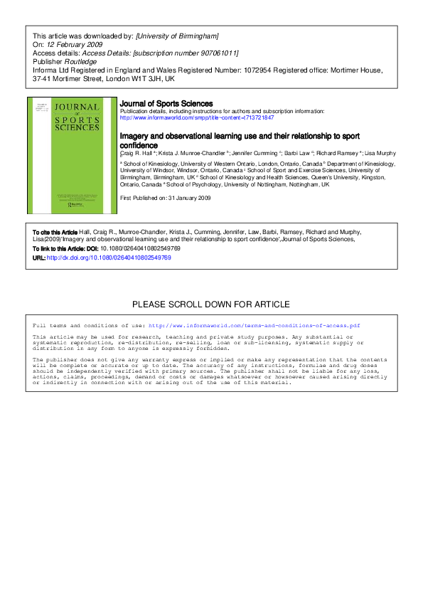 (PDF) Imagery and observational learning use and their relationship to ...