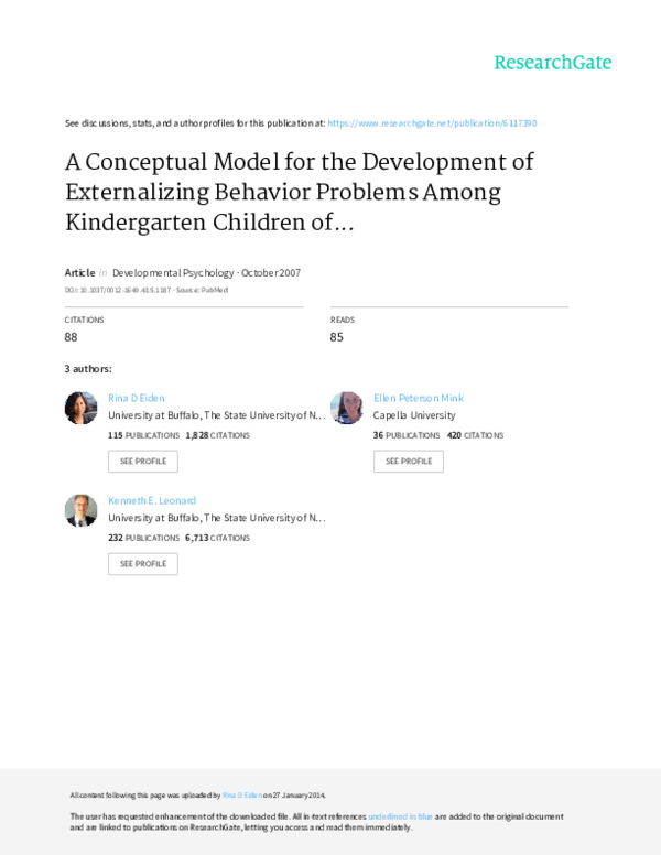(PDF) A conceptual model for the development of externalizing behavior ...