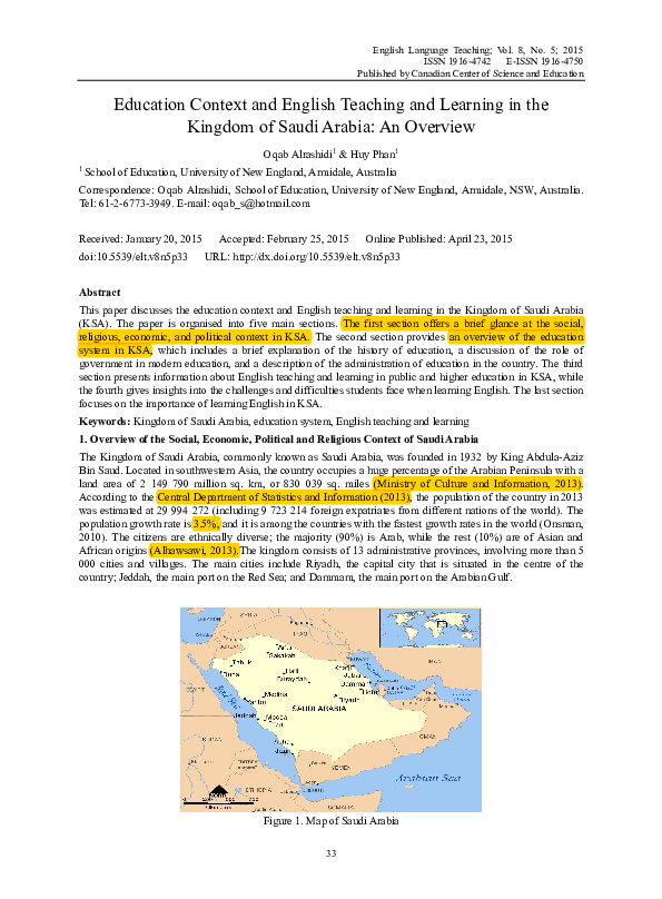 (PDF) Education Context and English Teaching and Learning in the ...