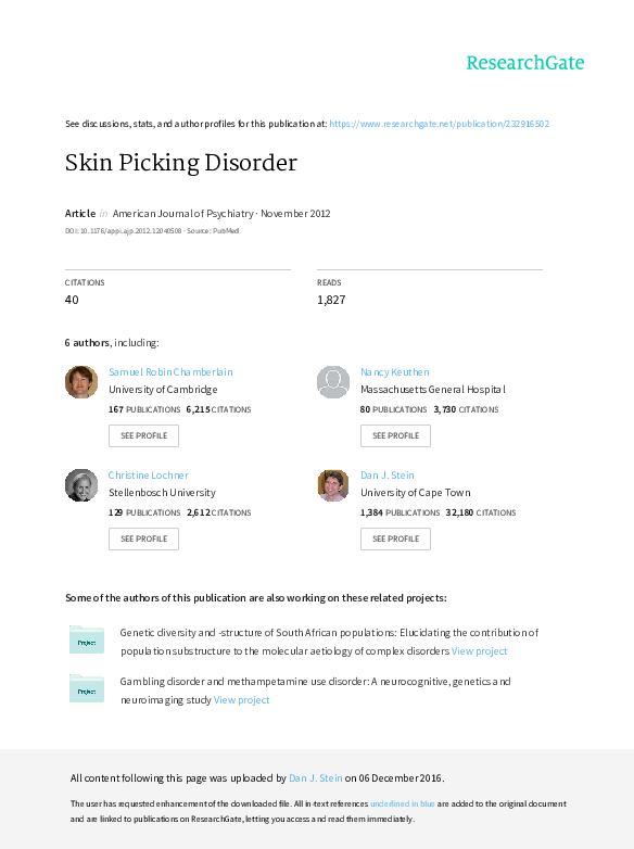 (PDF) Skin picking disorder