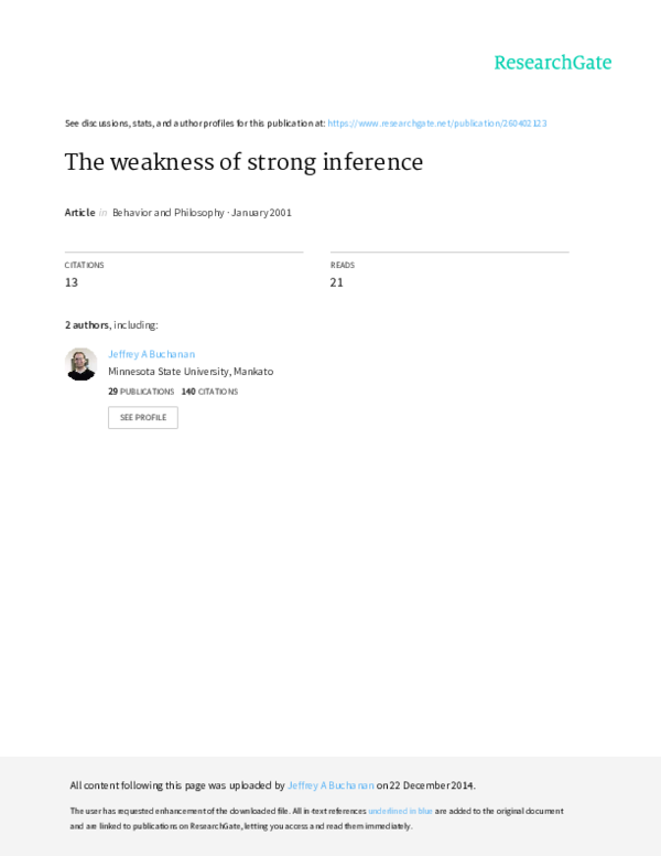 (PDF) The weaknesses of strong inference
