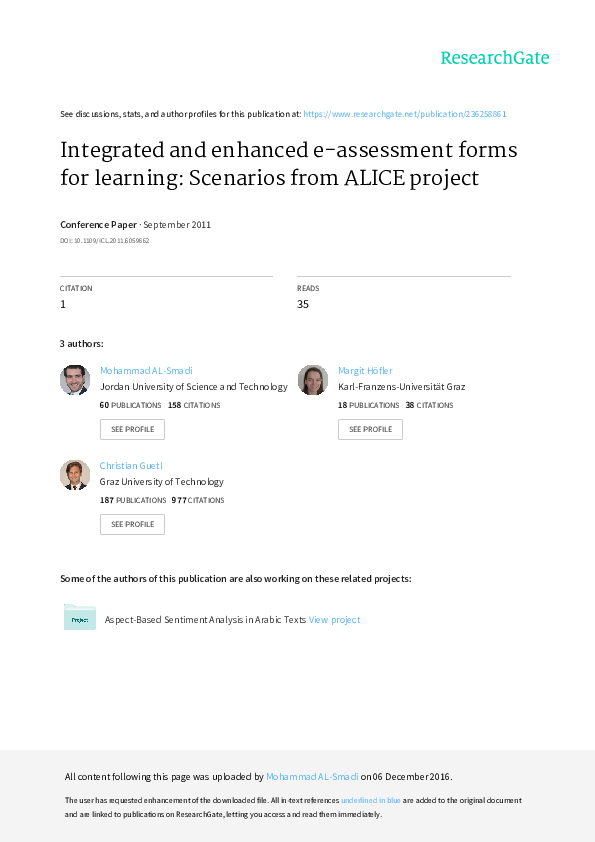 (PDF) Integrated and enhanced e-assessment forms for learning ...