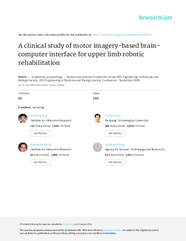 (PDF) A clinical study of motor imagery-based brain-computer interface for upper limb robotic ...