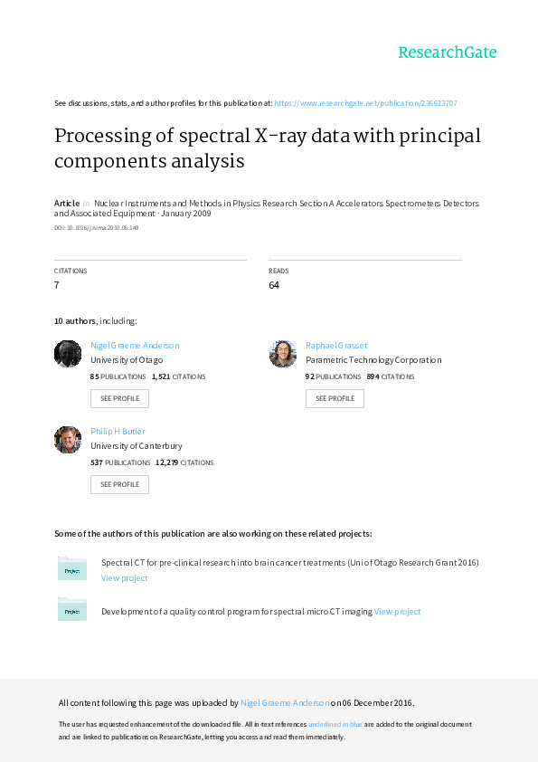 (PDF) Processing of spectral X-ray data with principal components analysis