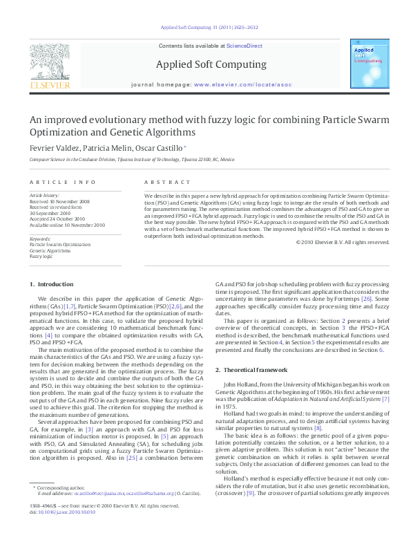 Pdf An Improved Evolutionary Method With Fuzzy Logic For Combining