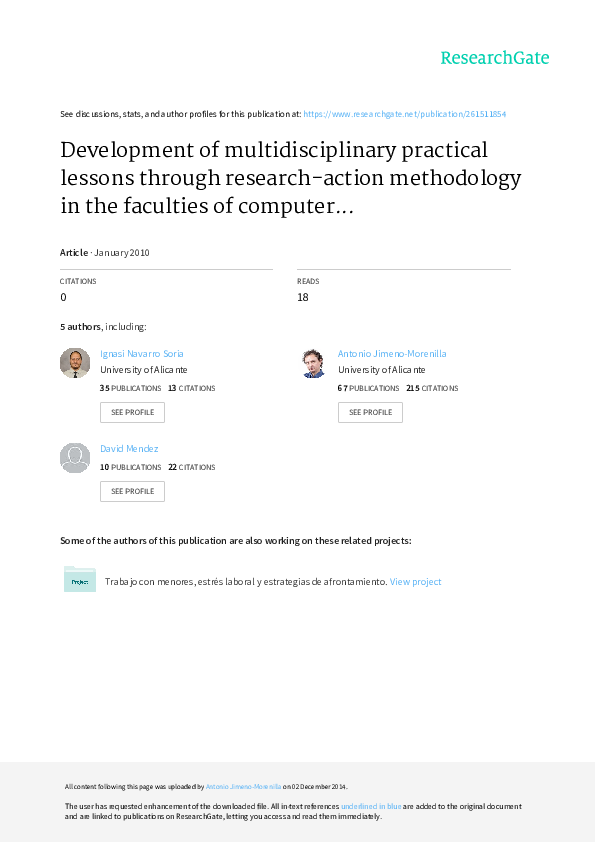 (PDF) Development of multidisciplinary practical lessons through ...
