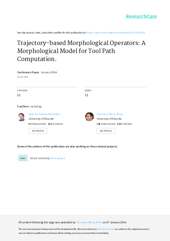 (PDF) Trajectory-based Morphological Operators: A Morphological Model for Tool Path Computation