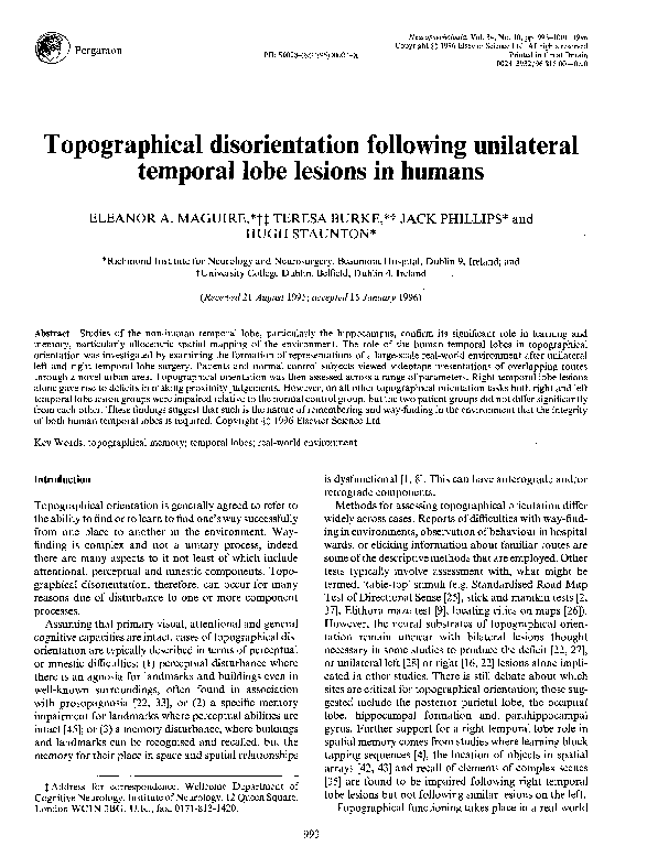(PDF) Topographical disorientation following unilateral temporal lobe ...