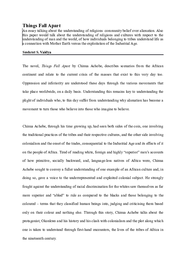 (DOC) Things Fall Apart - Chinua Achebe.docx
