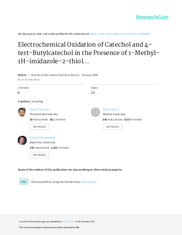 (PDF) Electrochemical oxidation of catechol and 4-tert-butylcatechol in ...